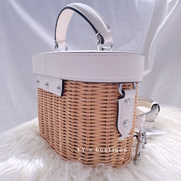 Coach | Bags | Nwt Coach Kay Crossbody Wicker Straw Smooth Leather ...